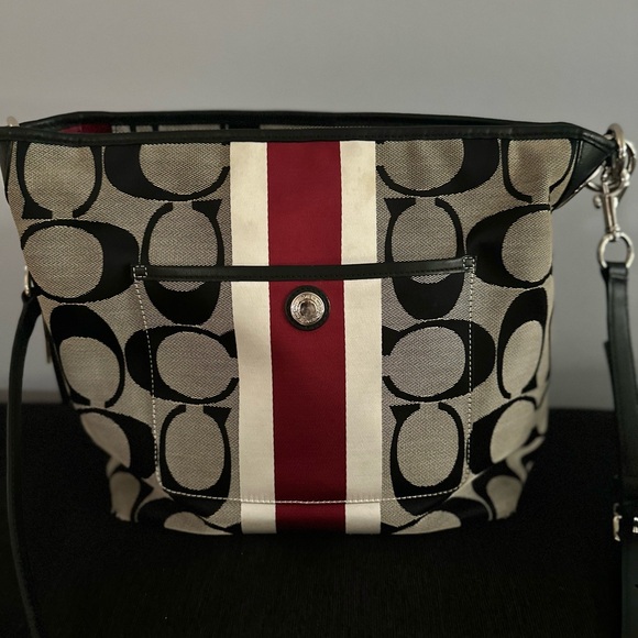 Coach | Bags | Coach Hamptons Signature Stripe Shoulder Bag | Poshmark
